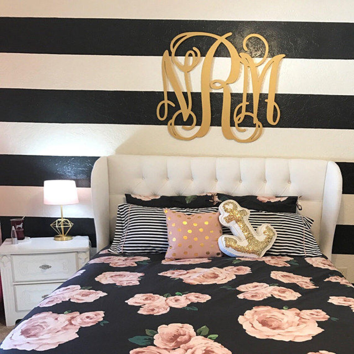 Gold Monogram Wall Hanging Wall Letters Custom Painted - Etsy