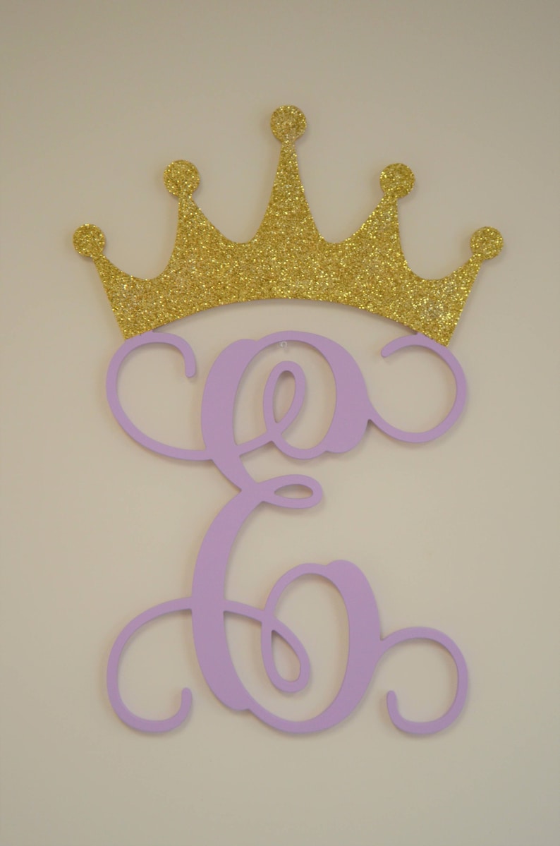Princess Crown Monogram Cutout Single Letter With Princess - Etsy