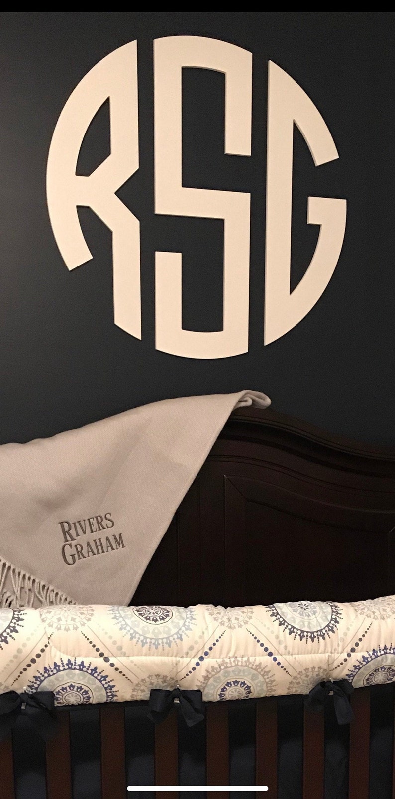 24" Wooden Circular Monogram- Wooden Monogram- Wall Hanging Wood ...