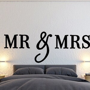 Large Wood Mr & Mrs Wall Sign Above Bed Room Decor - Home Decor Bedroom ...