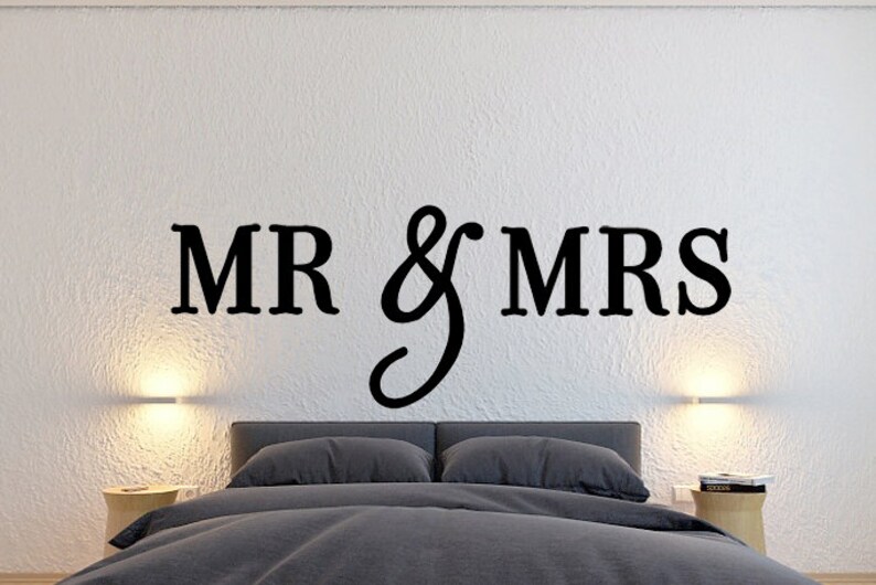 Large Wood Mr & Mrs Wall Sign Above Bed Room Decor - Home Decor Bedroom ...