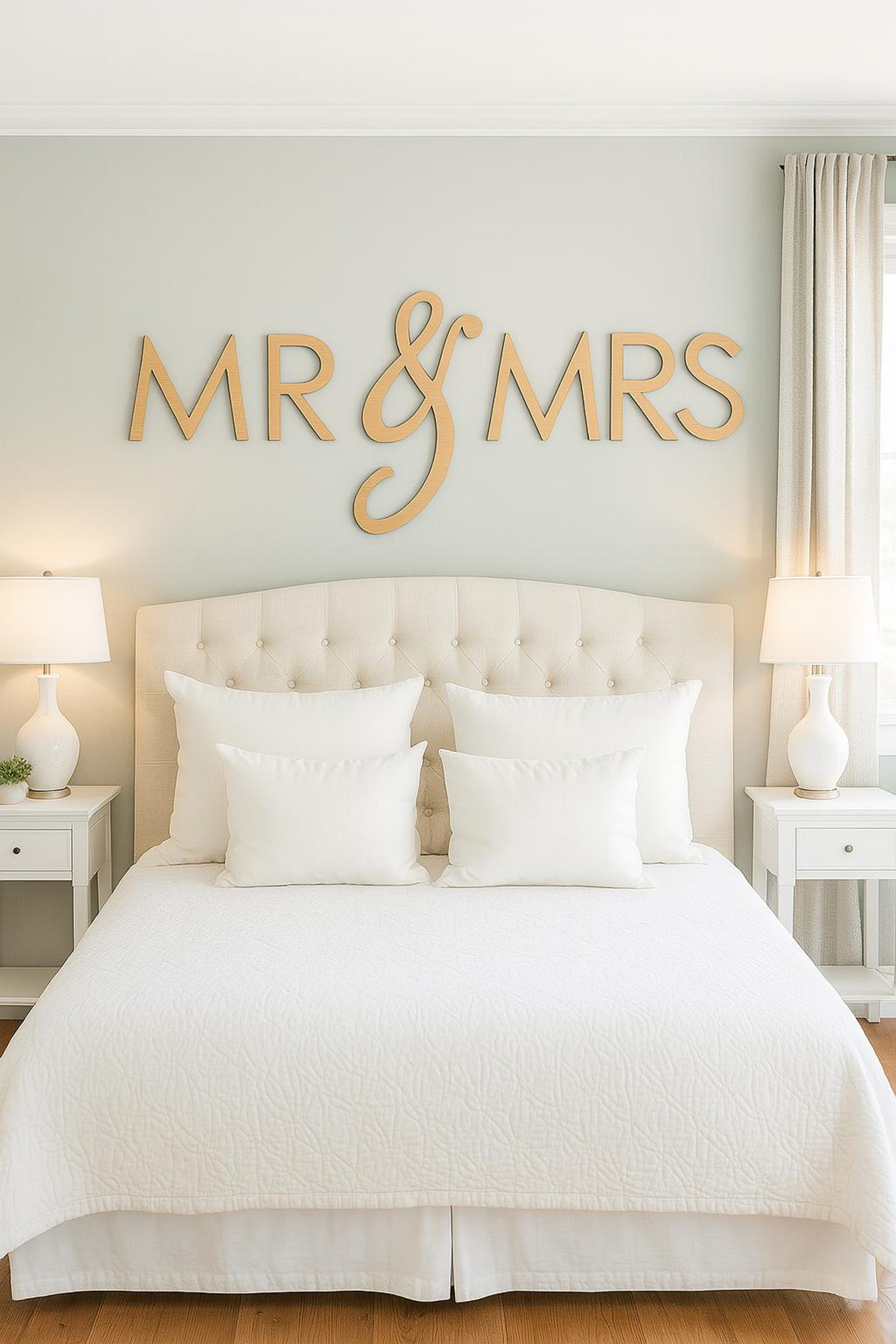 Large Wood Elegant Mr & Mrs Wall Sign Above Bed Decor - Home Decor ...