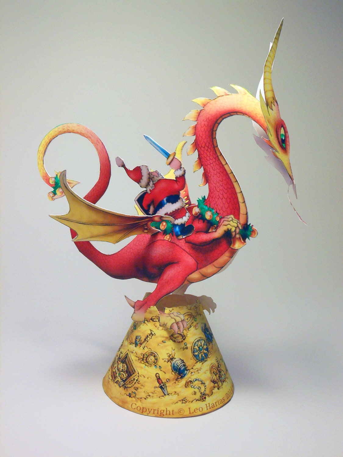 Christmas Dragon Card Model Printable - Etsy