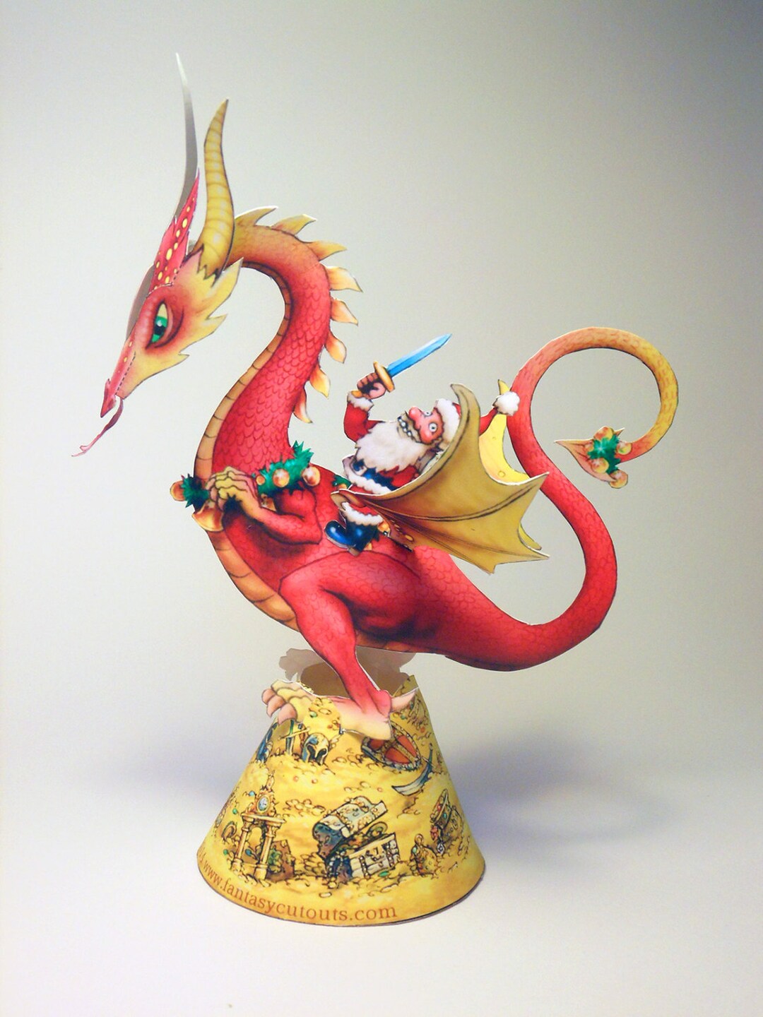 Christmas Dragon Card Model Printable - Etsy