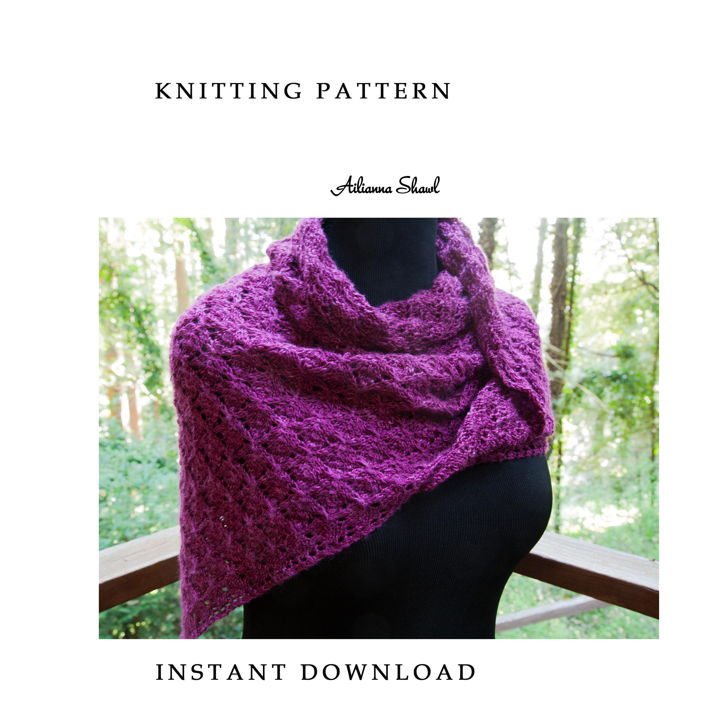 Shawl Knitting Pattern, Ailianna, Triangular Bottoms up Design ...