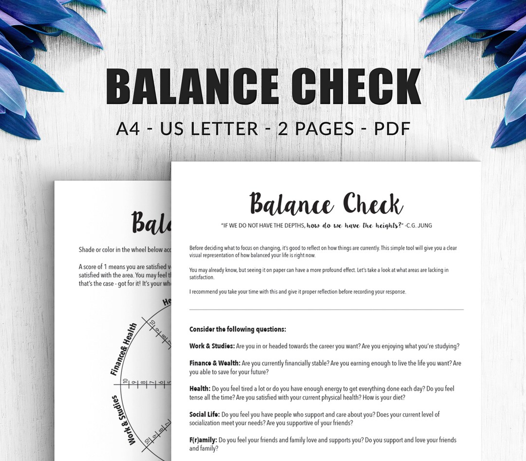 Balance Check | Life Balance Wheel | Self Improvement Printables | Self ...