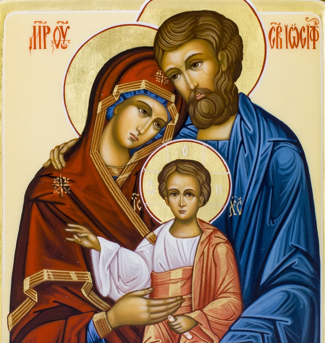 Orthodox icon Holy Family Hand painted replica of ancient | Etsy