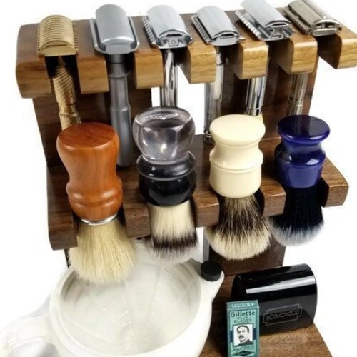 The Ultimate Wood Shaving Razor and Brush Double Decker Stand - Etsy