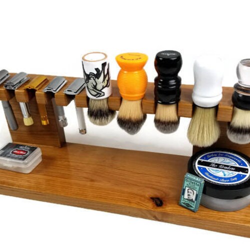 Three Level Safety Straight Razor and Brush Shaving Stand in | Etsy