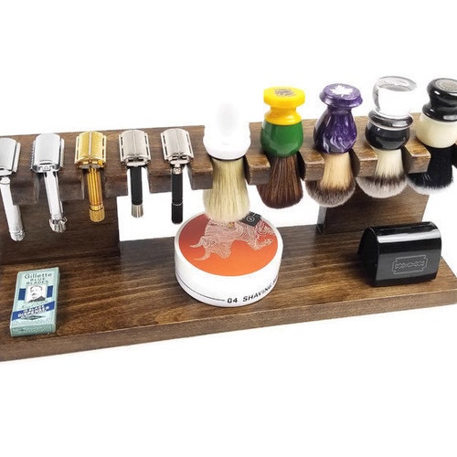 The Ultimate Wood Shaving Razor and Brush Double Decker Stand - Etsy