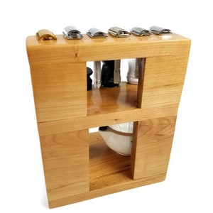 Safety Razor and Shaving Brush Stand Double Decker Wooden, Room for ...
