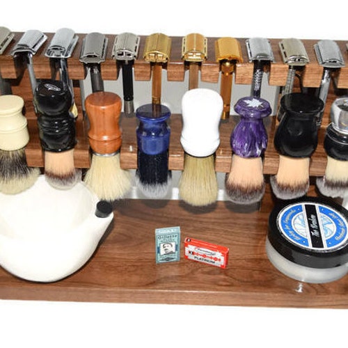 The Ultimate Wood Shaving Razor and Brush Double Decker Stand - Etsy