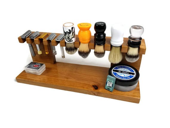 Safety Razor Shaving Brush Stand Custom Wood up to 5 Slots | Etsy