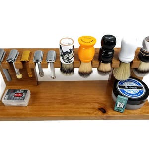 Safety Razor Shaving Brush Stand, Custom Wood up to 5 Slots for Razor ...