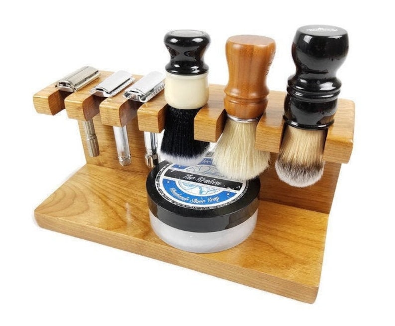 Safety Razor Shaving Brush Stand Custom Wood up to 5 Slots - Etsy