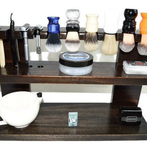 Three Level Safety Straight Razor and Brush Shaving Stand in | Etsy