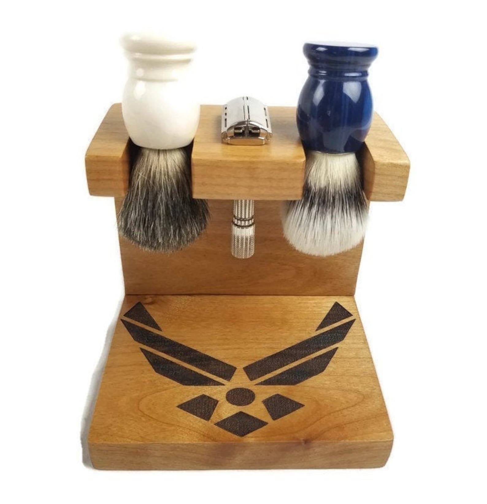 Safety Razor Shaving Brush Stand, Custom Wood up to 5 Slots for Razor ...