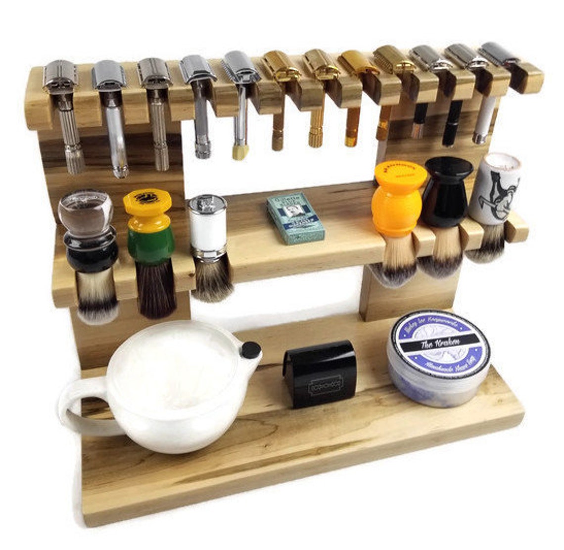 The Ultimate Wood Shaving 12 Razor and 6 Brush Double Decker | Etsy