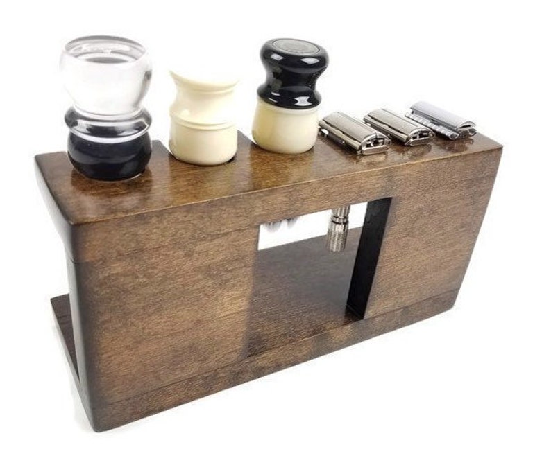 Safety Razor Shaving Brush Stand, Custom Wood W/dark Brown Stain up to ...