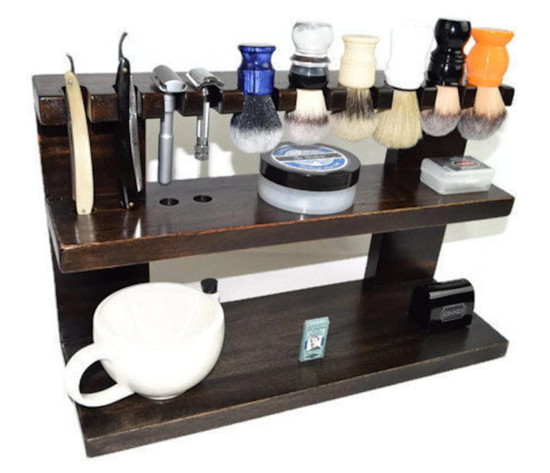 Three Level Safety Straight Razor and Brush Shaving Stand in | Etsy