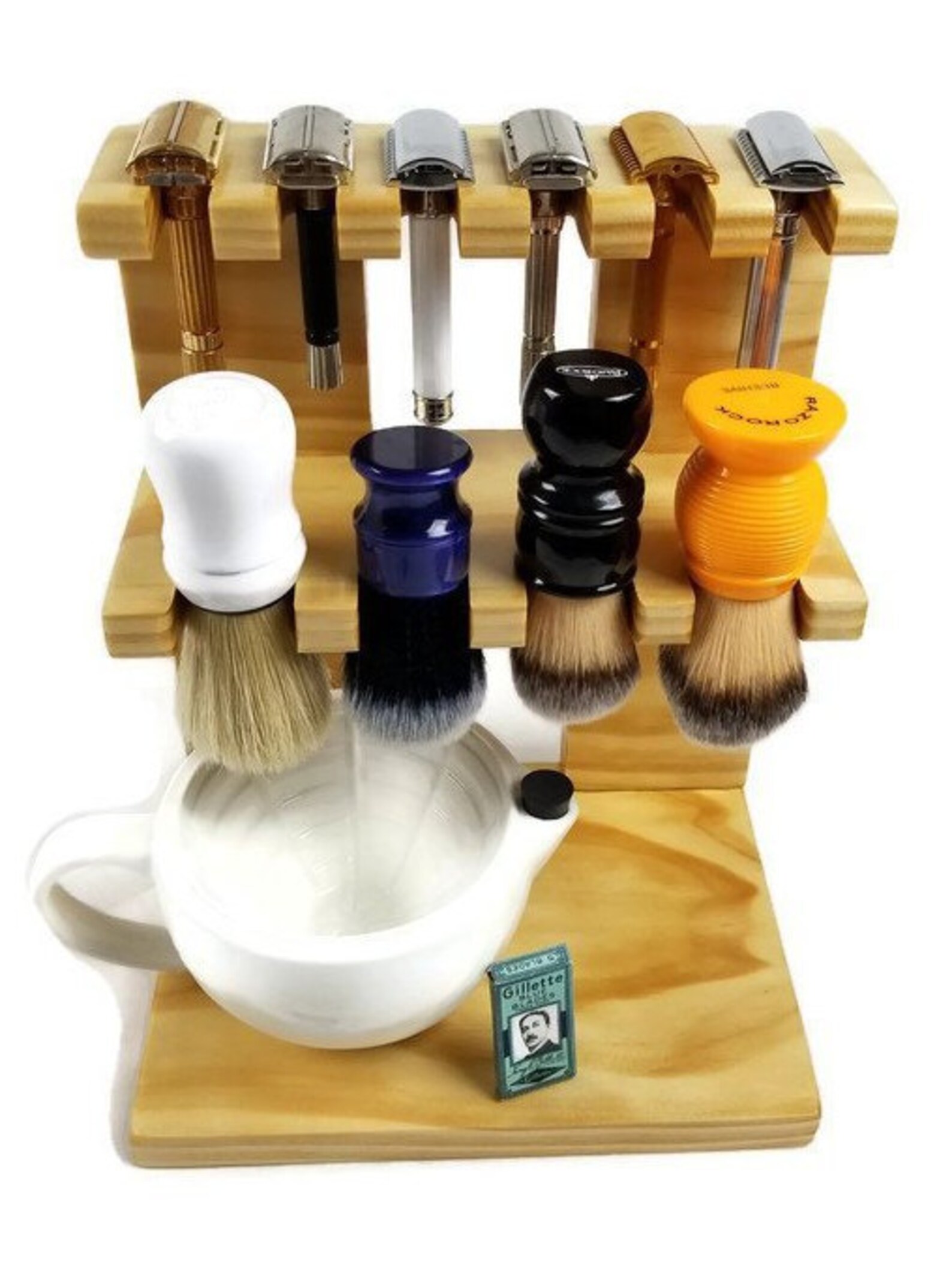 Safety Razor and Shaving Brush Stand Double Decker Wooden - Etsy