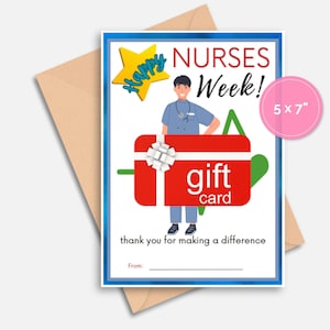 Nurse Appreciation Gift Card Holder, Printable Gift for Nurse, Nurse ...
