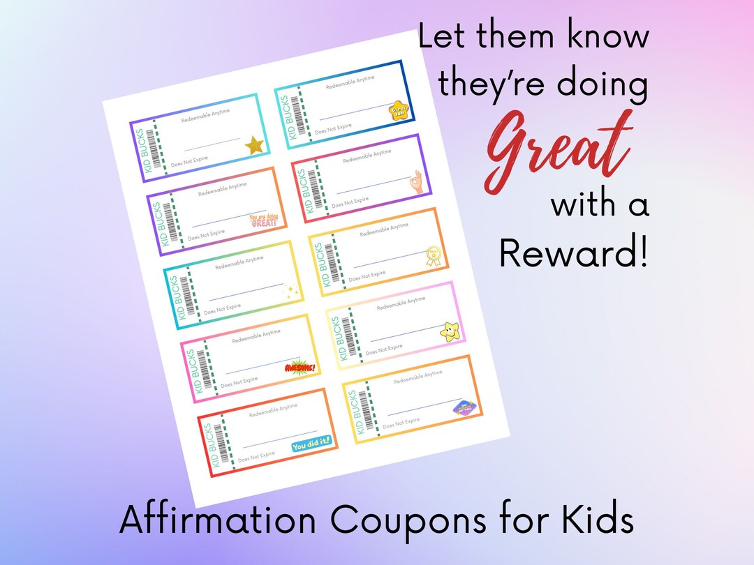 Kid Affirmation Coupons, Empowering Affirmations for Kids, Affirmation ...