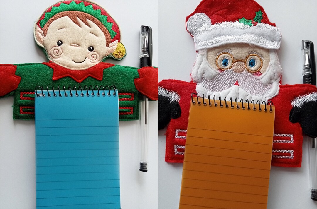 Choose From Santa or Elf Notepad and Pen Holder Hanging - Etsy UK