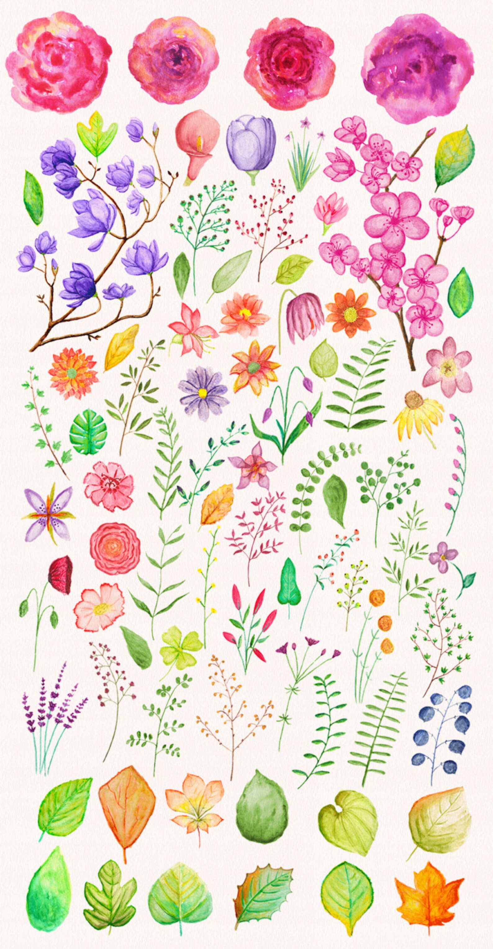 Watercolor Flowers and Plants DIY Bundle - Etsy