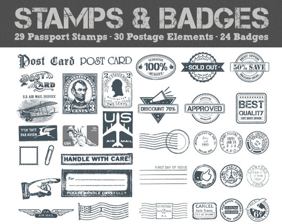 Authentic Passport & Postage Stamps and Badges - Etsy