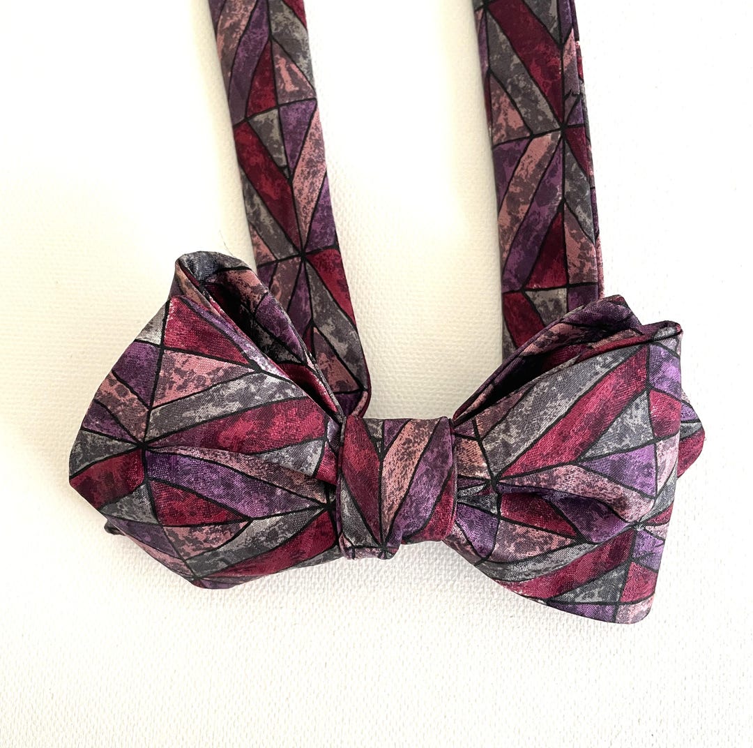 Silk Bow Tie for Men color Maze One-of-a-kind, Handcrafted Pre-tied or ...
