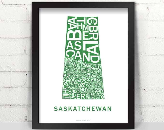 Far Sky Saskatchewan Typographic Map - Etsy Canada