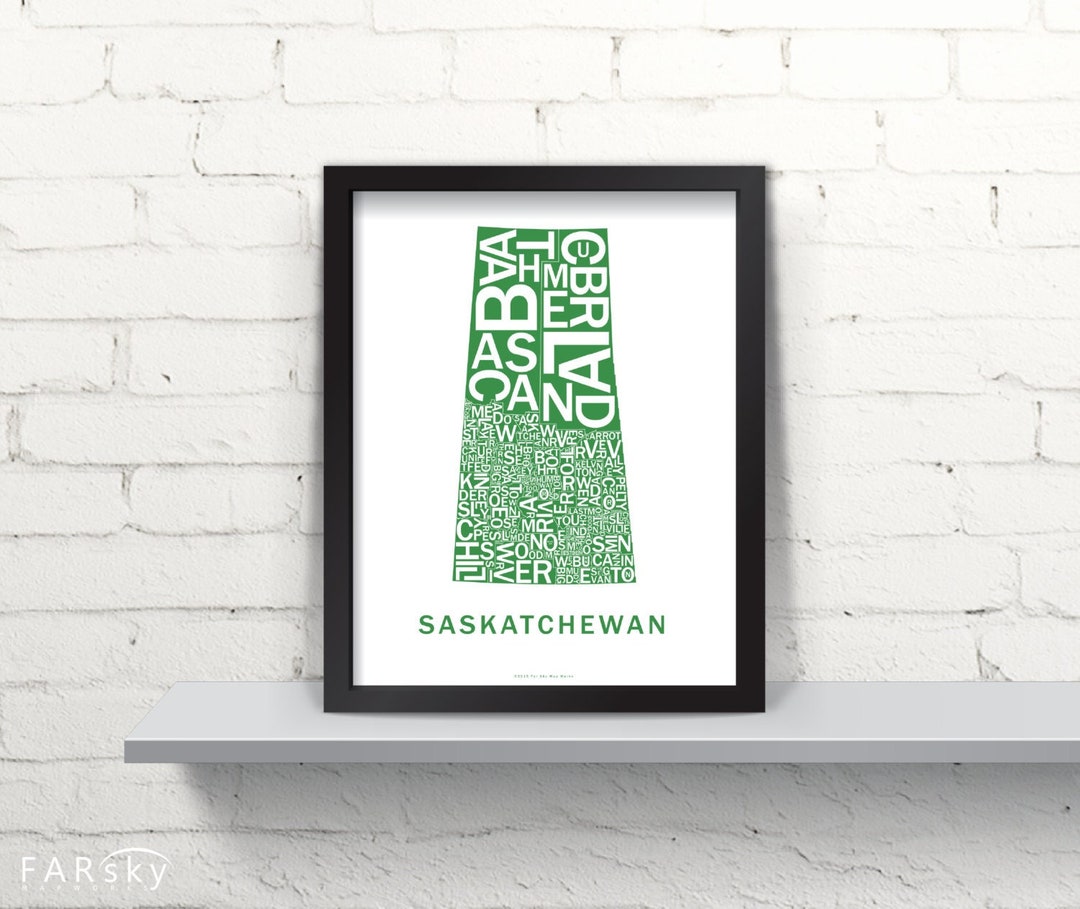 Far Sky Saskatchewan Typographic Map - Etsy Canada