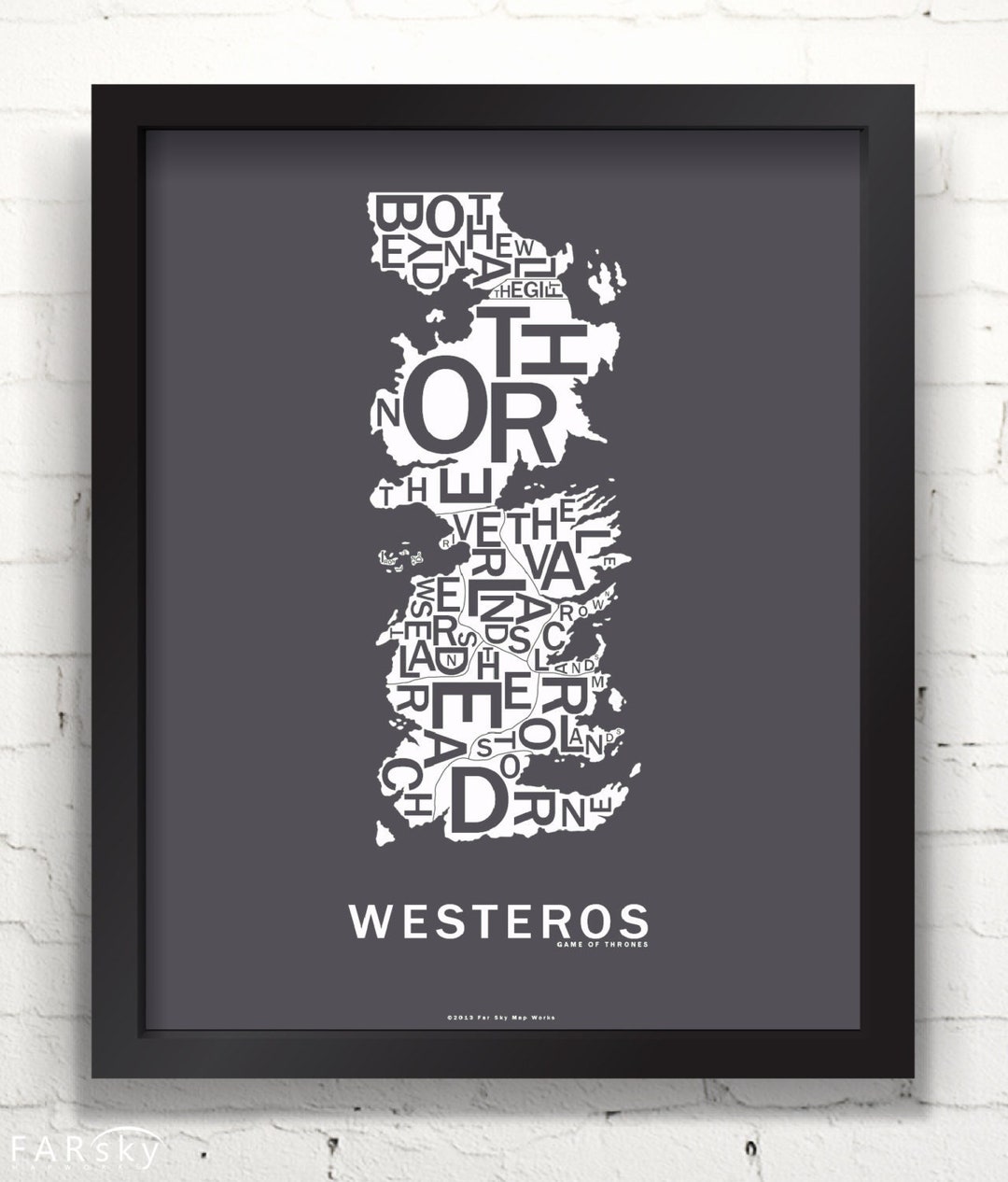 Far Sky Westeros game of Thrones Typographic Map - Etsy