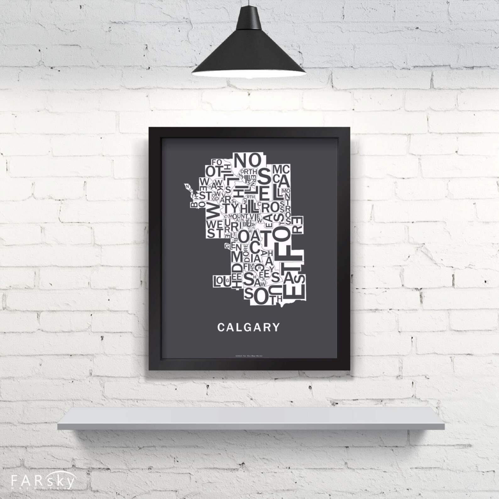 Far Sky Calgary Typographic Map - Etsy