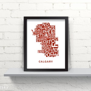 Far Sky Calgary Typographic Map - Etsy