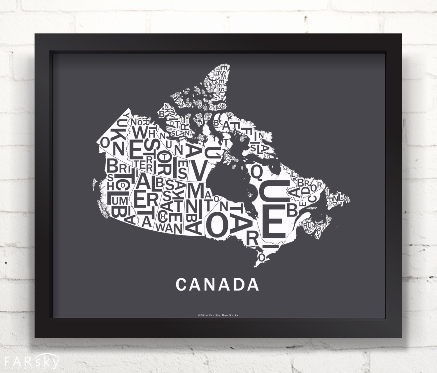 Far Sky Canada Typographic Map - Etsy