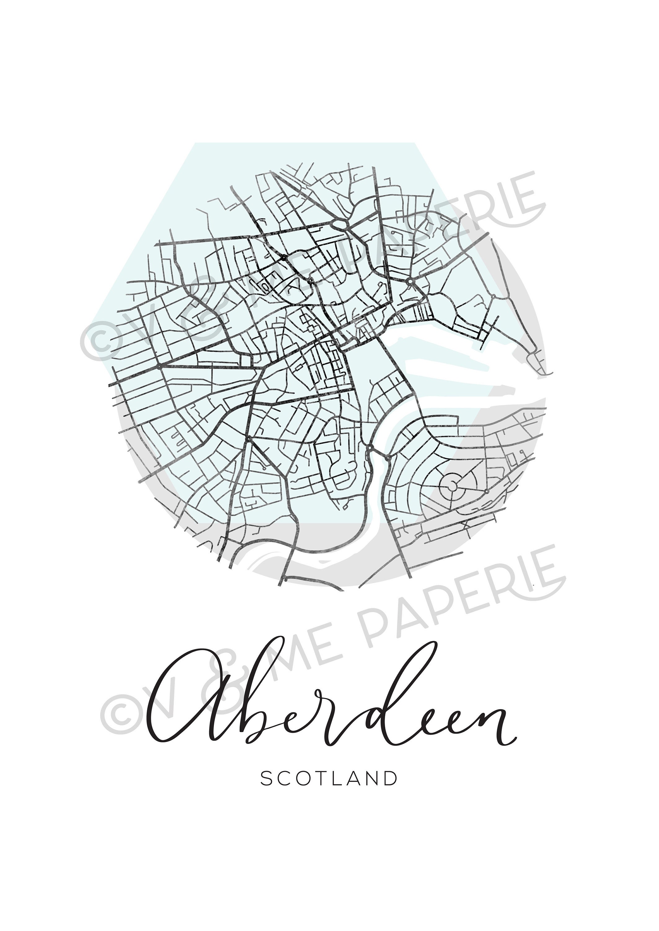 Contemporary ABERDEEN Scotland Hand Drawn City Map - Etsy UK