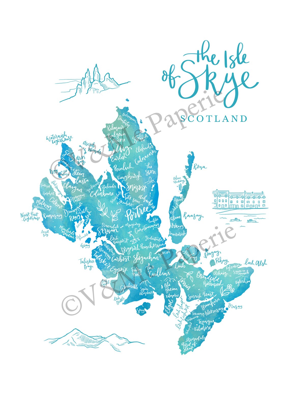 Map of SKYE Scottish Islands Collection Calligraphy - Etsy