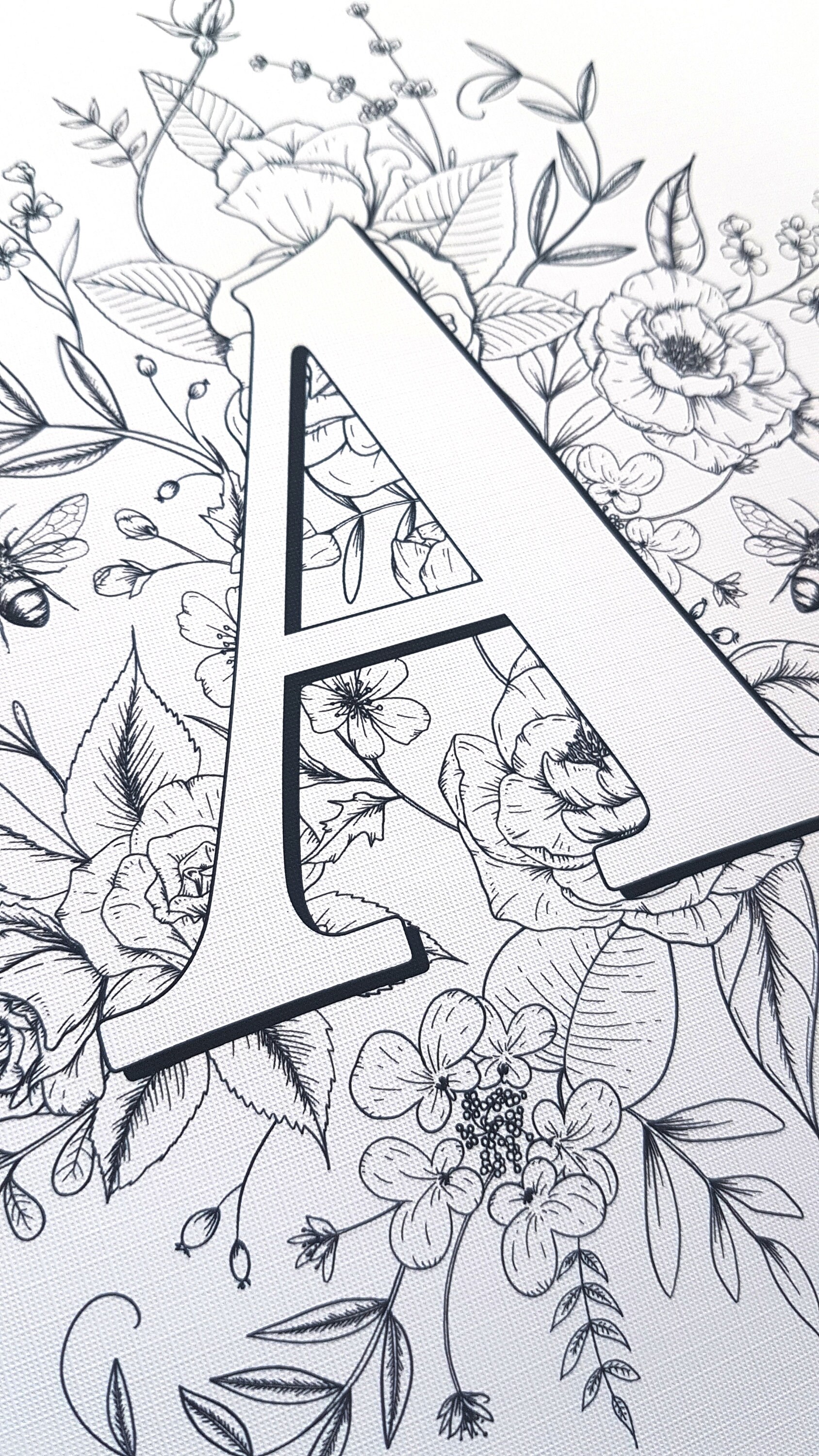 Botanical Alphabet Personalised Initial and Name | Etsy