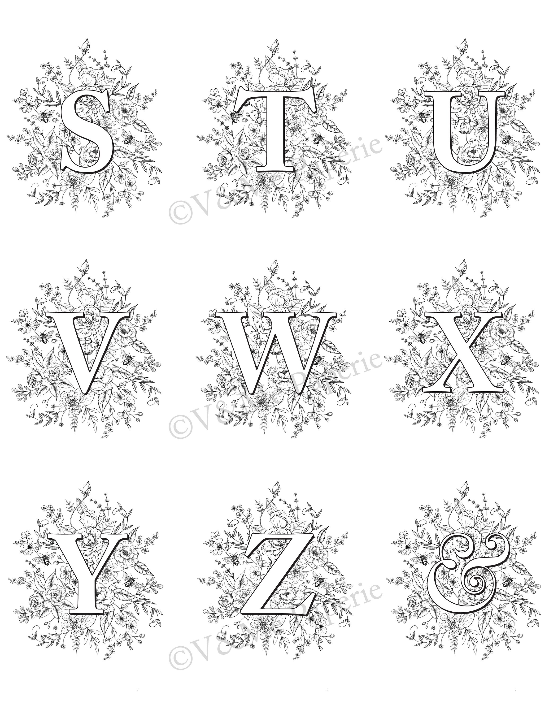 Botanical Alphabet Personalised Initial and Name - Etsy UK