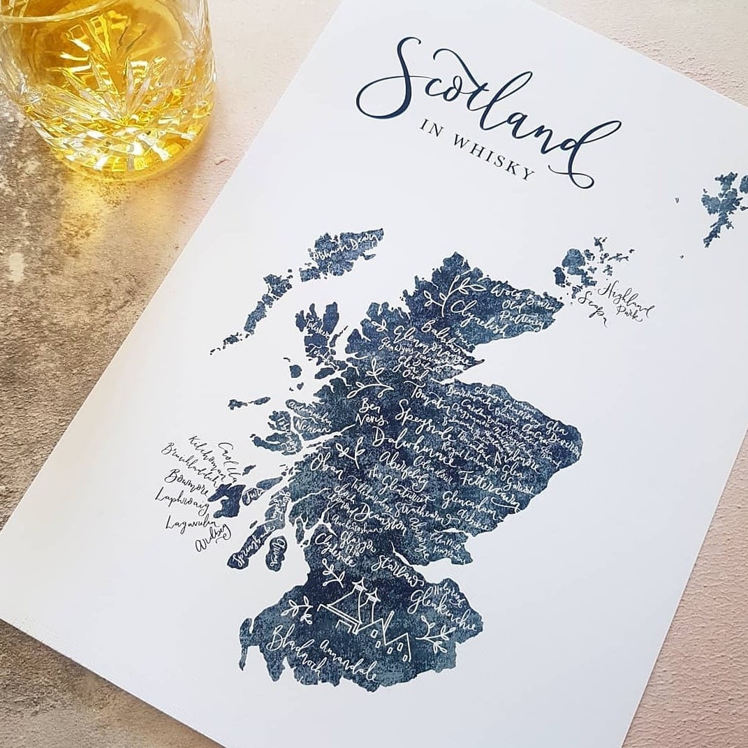 Whisky Map of Scotland Scottish Scotch Calligraphy - Etsy UK
