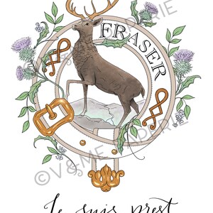DIGITAL DOWNLOAD Outlander BEIGE Fraser Clan Crest Illustration With ...
