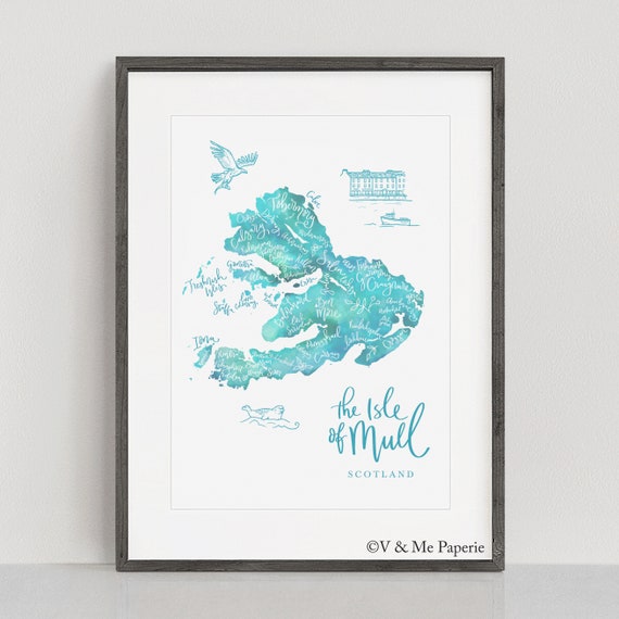 Map of MULL Scottish Islands Collection Calligraphy - Etsy