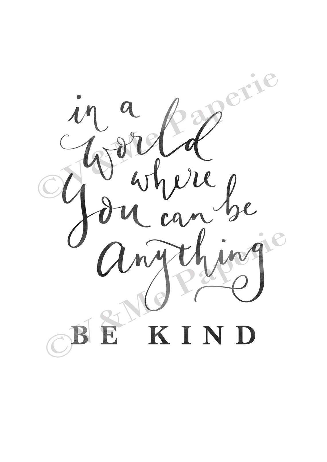 In A World Where You Can Be Anything Be Kind Black/Grey | Etsy
