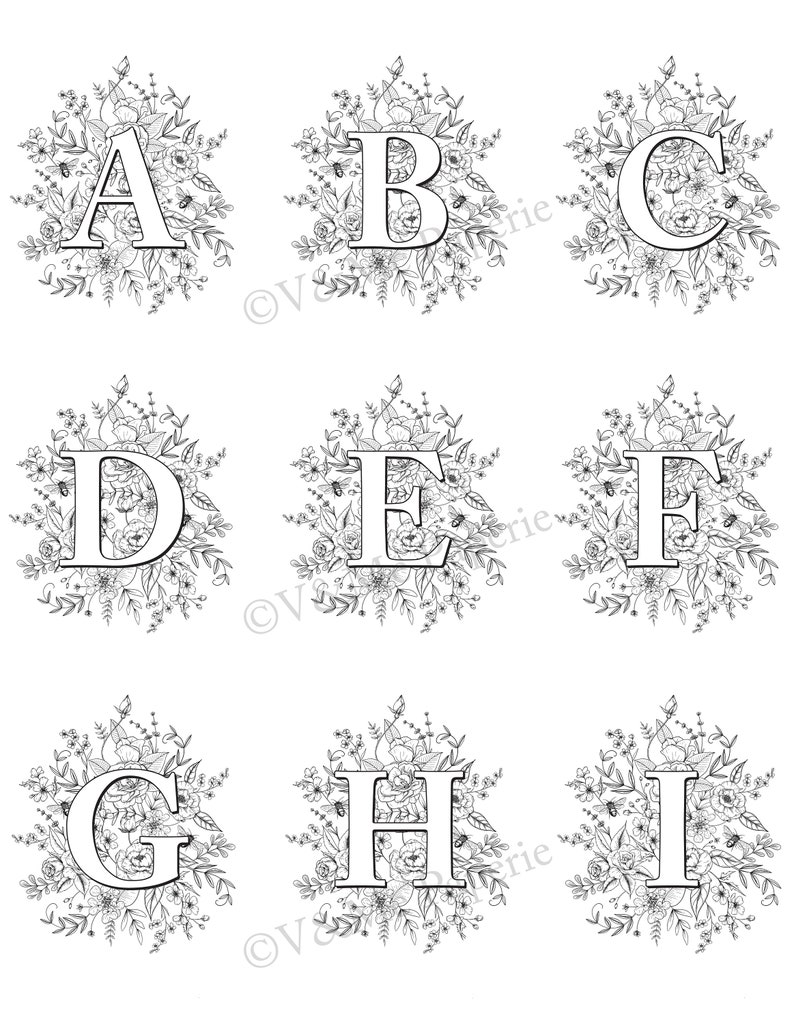 Botanical Alphabet Personalised Initial and Name | Etsy UK