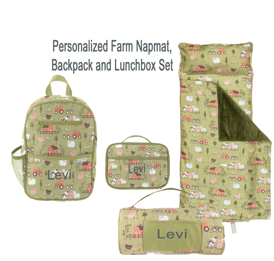 Personalized Farm Animals Backpack, Lunchbox and Nap Mat Set ...