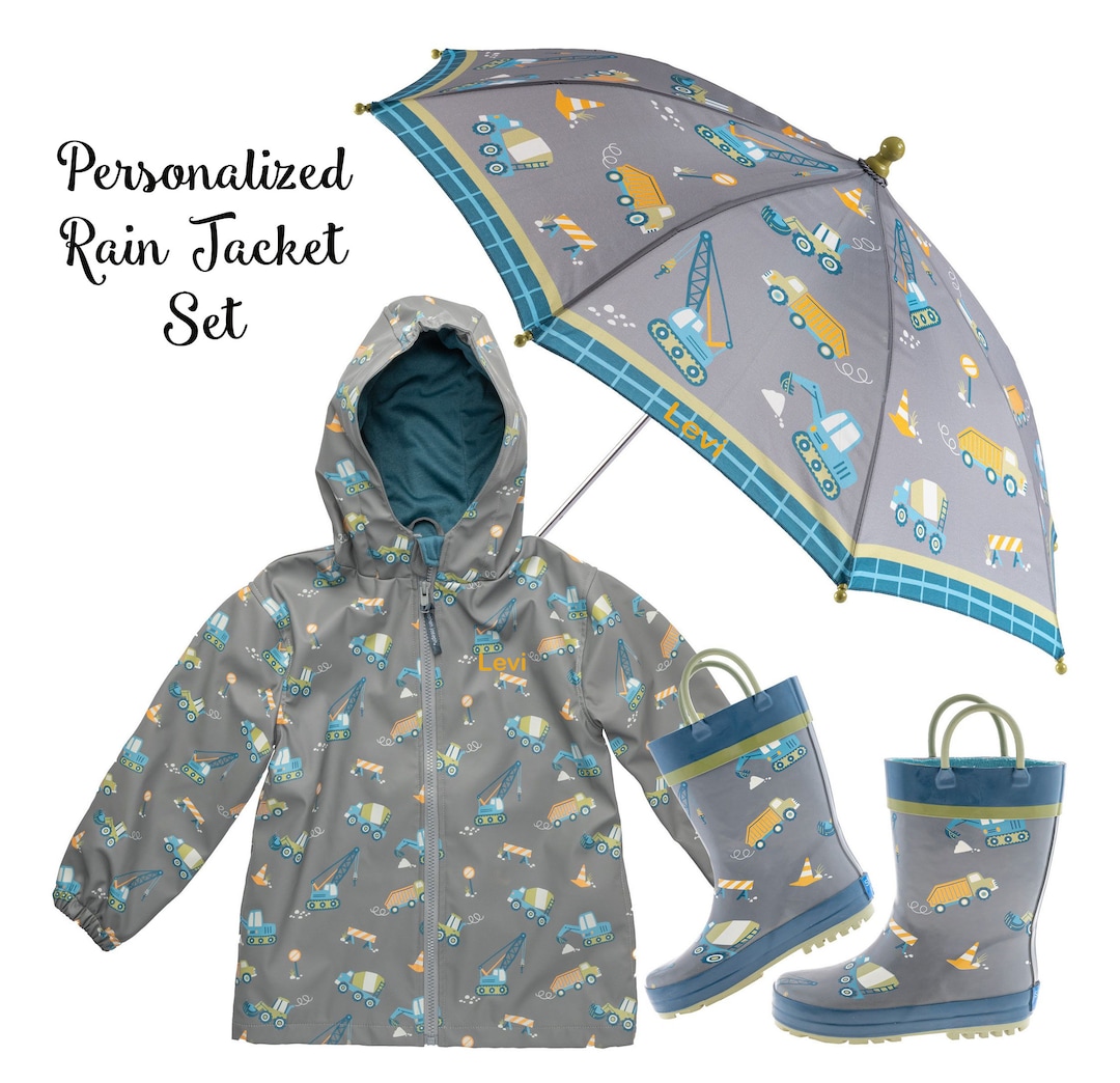 Monogrammed Construction Rain Jacket Set With Boots & Umbrella - Etsy