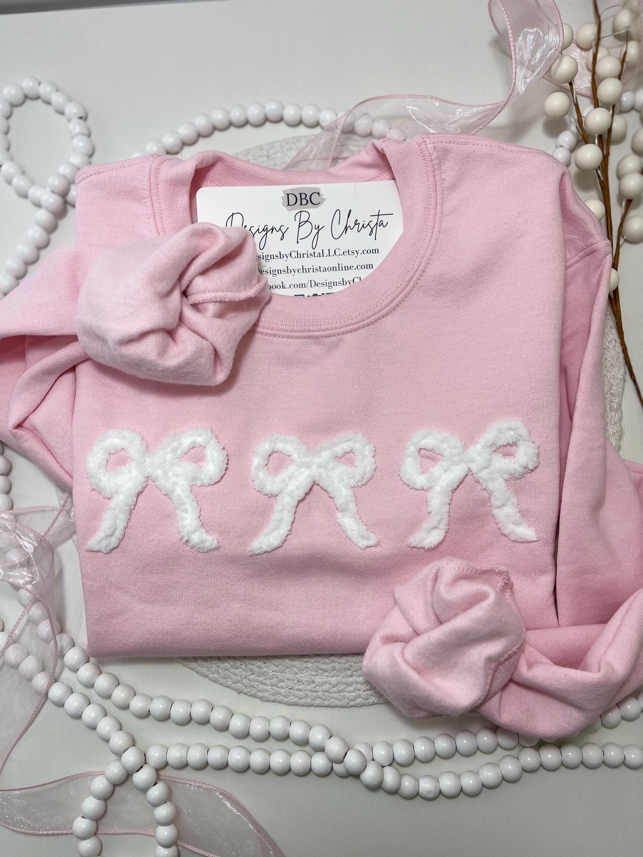 Trendy and Cute Bow Yarn T-shirt, Sweatshirt With Bow, 3D Embroidery ...