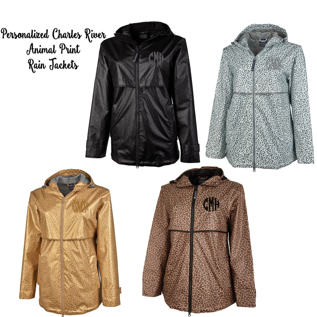 Monogrammed Rain Jacket / Leopard Rain Jacket / Charles River Rain ...